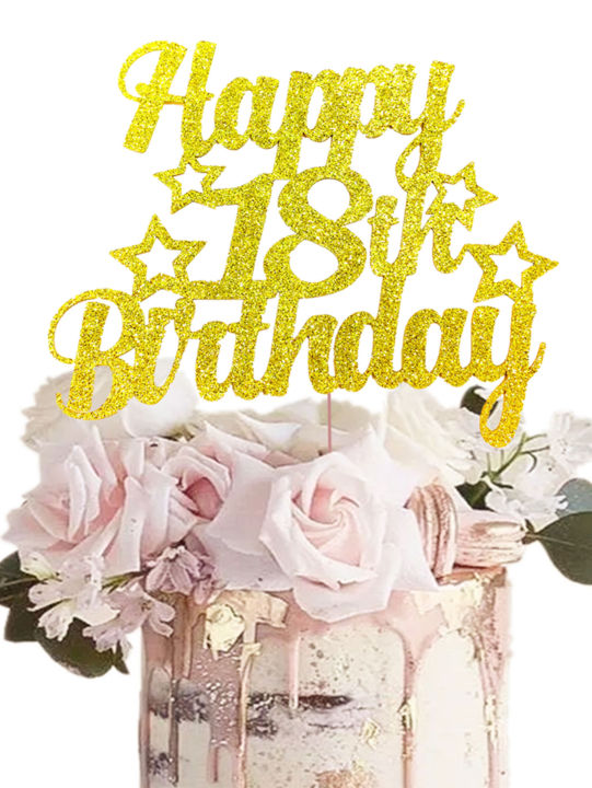 Gold Glitter Happy 18th Birthday Cake Topper 18 Birthday Cake Topper ...