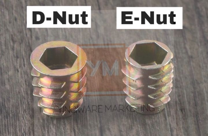 M6x13 or M8x13 threaded wood furniture screw bolt D nut E nut insert ...