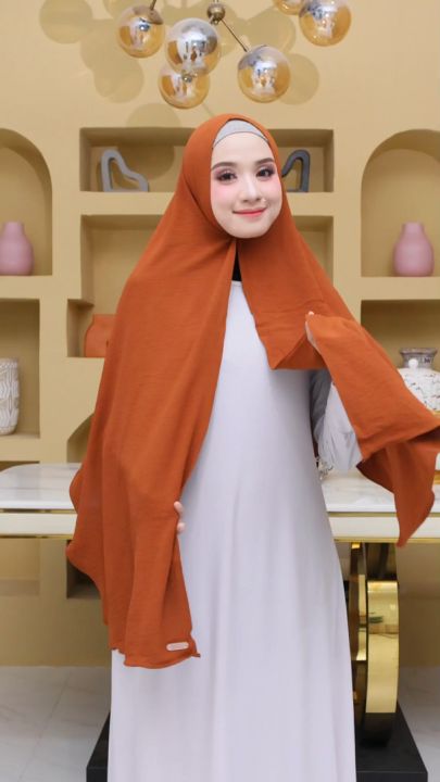 Hijab Instan Pashmina Oval Crinkle Jumbo 200cm | Lazada Indonesia