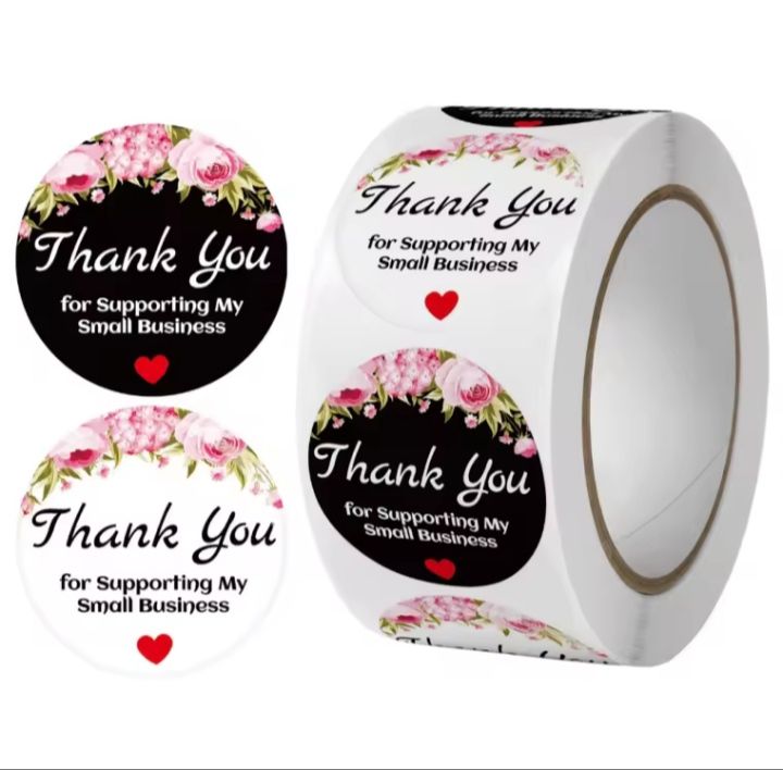 Stiker Thank You 1 Roll/ Stiker Label Bulat Ucapan Untuk Packing ...