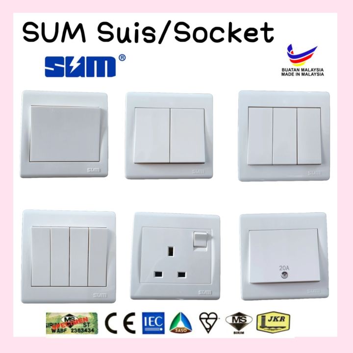 SUM Switches & Socket Switch Socket Outlet SIRIM Suis Lampu | Lazada