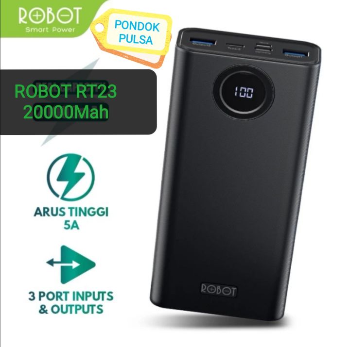 Power Bank ROBOT RT23 20000Mah 5A Quick Charging 22,5W | Lazada Indonesia