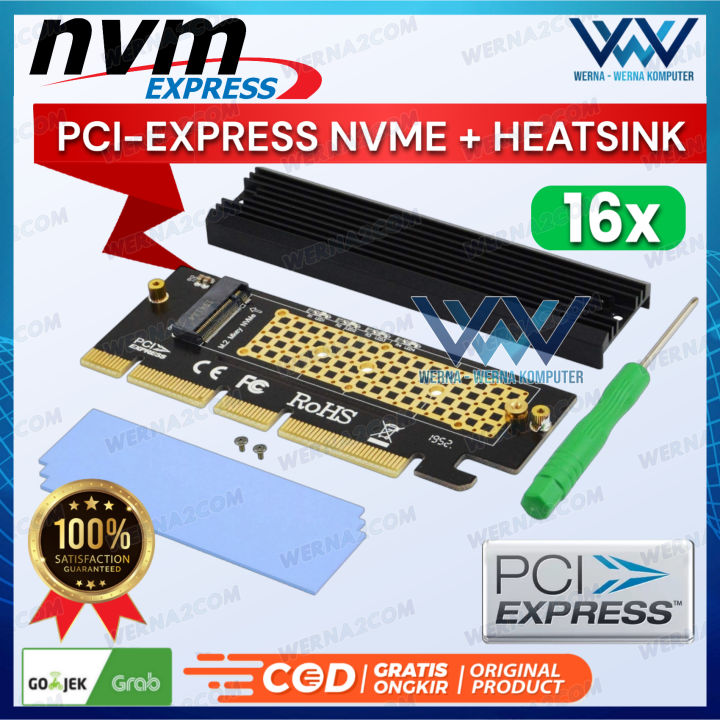 PCIE x16 NVME M.2 Adapter Converter SSD + HEATSINK PCI Express PCI-E ...