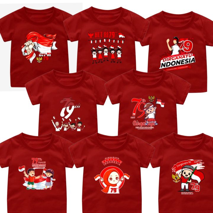Baju agustusan tahun 2024 untuk anak dan dewasa/Baju kaos spesial hut ri ke 79 | Lazada Indonesia