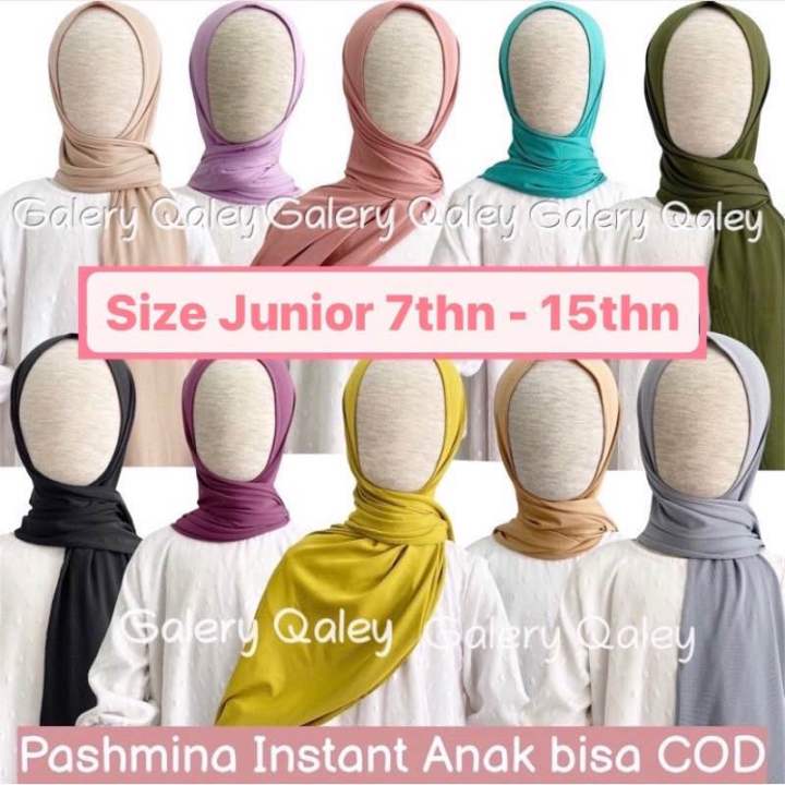 PASHMINA INSTANT UKURAN JUNIOR BESAR 7th-15th / HIJAB INSTANT ANAK ...