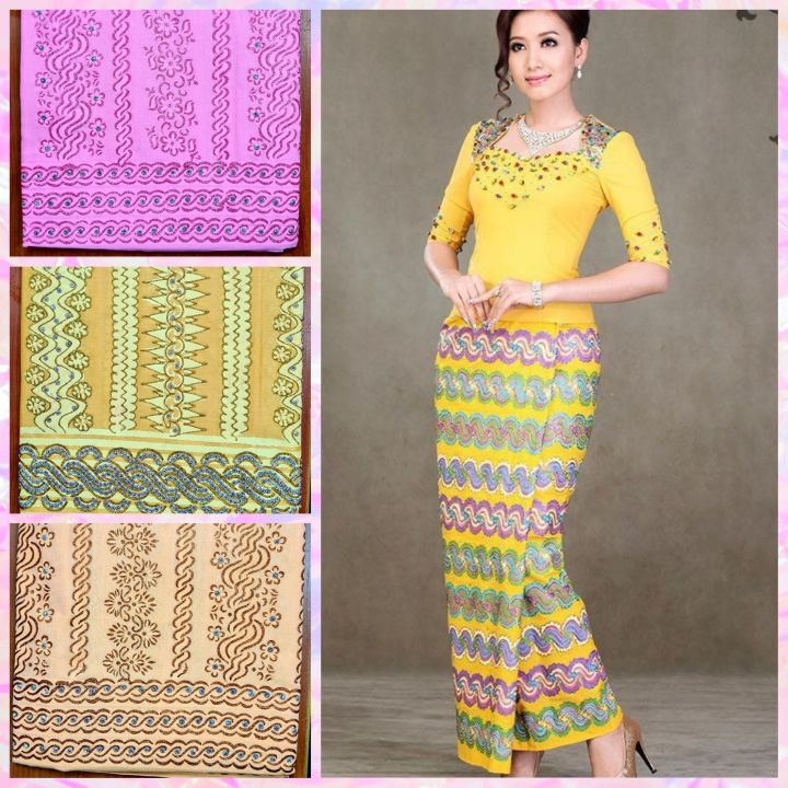 MYANMAR TRADITIONAL LONGYI WITH DIAMOND BEADS | Lazada