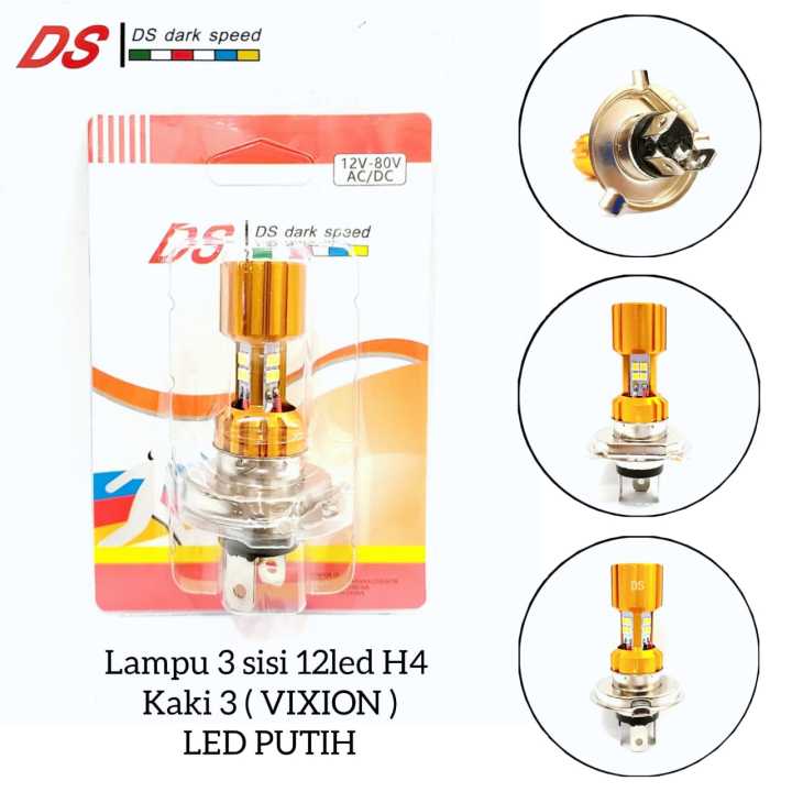 (COD)LAMPU 3 SISI 12 LED H4,KAKI 3 LED PUTIH AC/DC DARK SPEED | Lazada ...