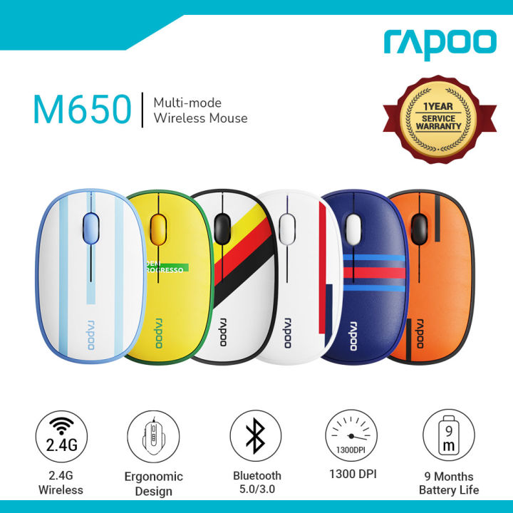 Rapoo World Cup Fan M650 Silent Multi-mode Wireless Bluetooth 3.o, 5.0 ...