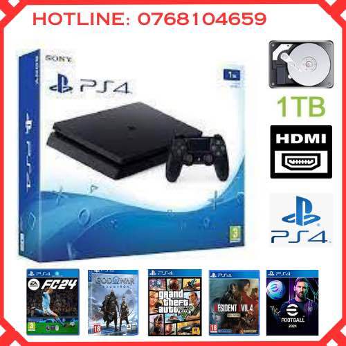 Máy game Ps4 Slim 1TB cài 15 game theo yêu cầu (GOW ragnarok, Pes25 ...