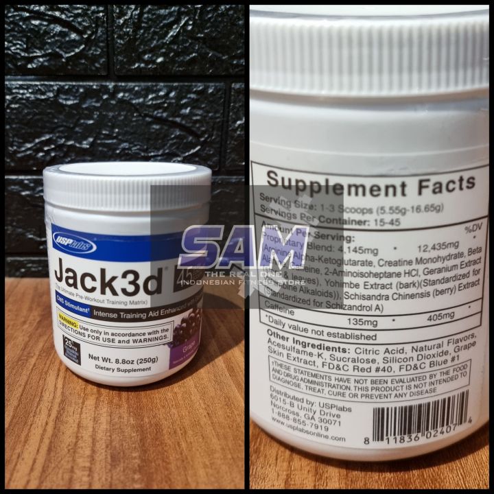 Suplemen Fitness USPLABS Jack3d 45 serving Pre Workout USP | Lazada ...