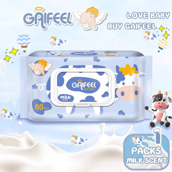 GAIFEEL Baby Wipes Milk Scent Baby WipesWet Wipes 80pcs Pack FOR 5 ...