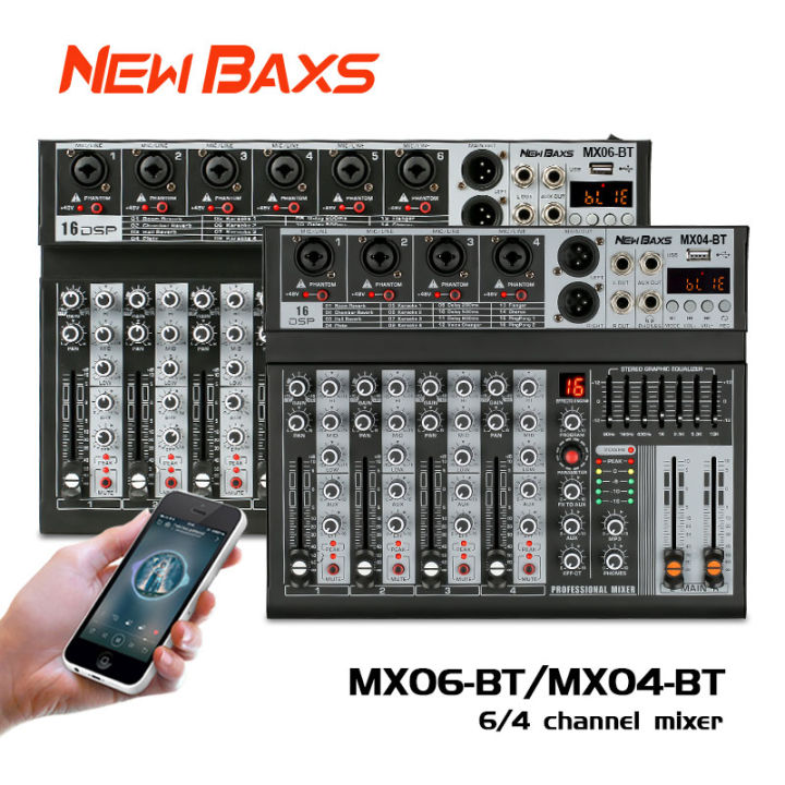 NEW BAXS Mixer audio murah MX04BT / MX06BTProfessional Audio Mixer 4 / ...