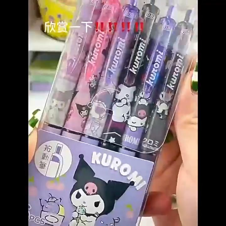 I Stationery 6เเท่ง ปากกาหมึกเจล 0.5mm ปากกา ปากกาคลิก Kuromi Sanrio ...