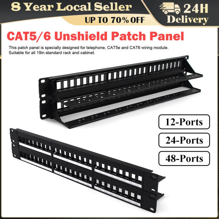️【Same Day Delivery】【48 24 12 Ports】19in 1U Cabinet Rack Pass-through ...