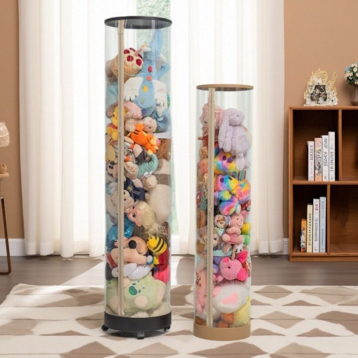 Large Capacity Doll Storage Bucket Zipper Toy Organizer Transparent ...