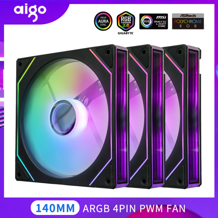 Aigo AS14 140mm Fan Argb Pc Case Ventiladores 4PIN PWM 5V-3PIN Cpu ...