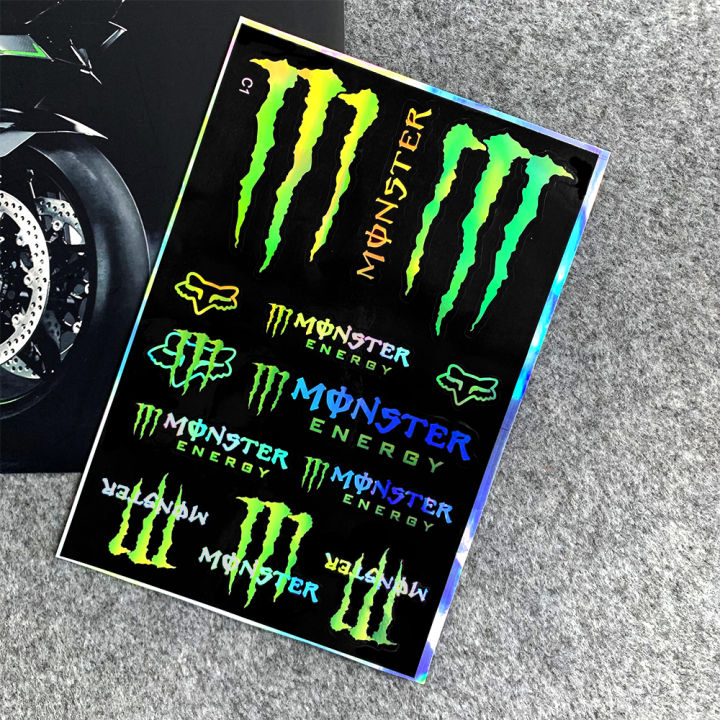 1 Set of Laser Monster Energy Stickers Motorcycle Body Decoration on ...
