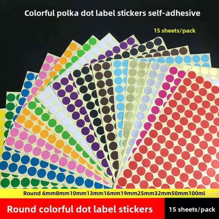 Colorful round Dot Non-Drying Adhesive Labels Yellow Red Stickers Color ...