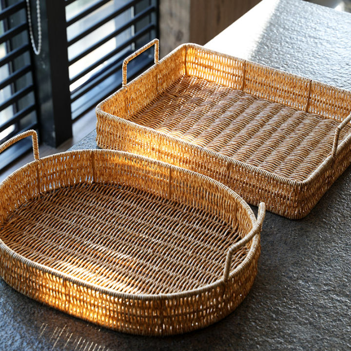 Kens European Style Tea Cup Storage Tray Plastic Woven Living Room ...