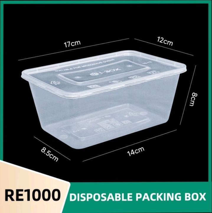 (Clear , Black) RE1000 Microwavable Disposable Plastic Food Container ...