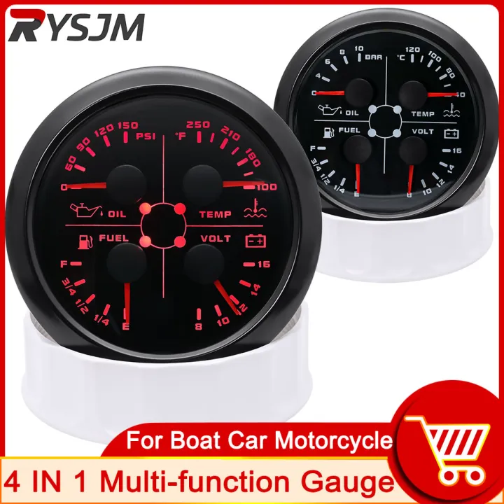 AD 85MM Fuel Pressure Measurement 4 In 1 Multifunction Gauge Oil ...