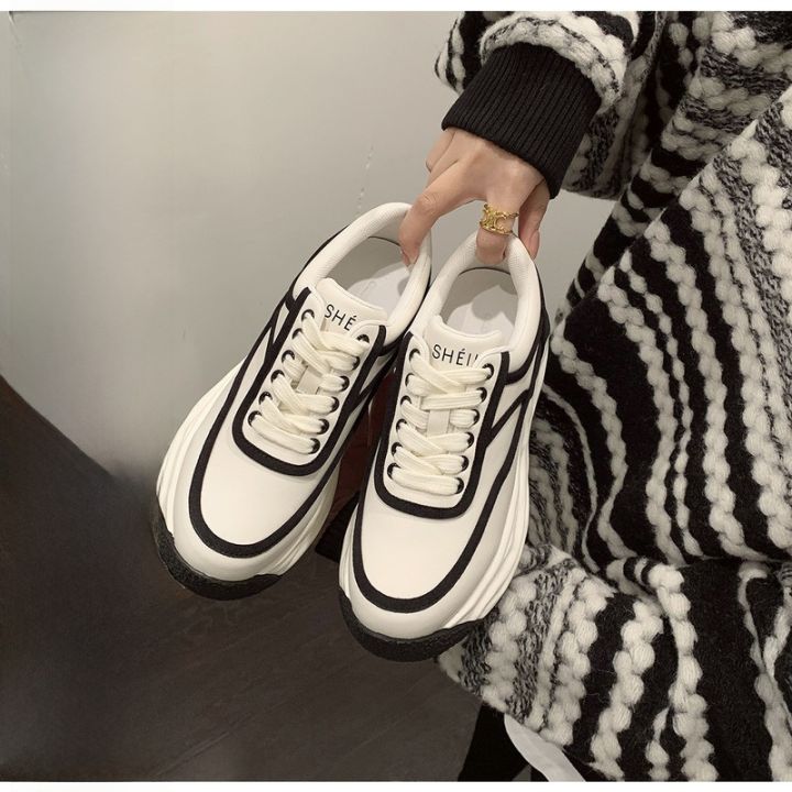 Sheii ความสูงเพิ่ม Secret ก้นหนา ของแท้ หนัง ลำลอง รองเท้ากีฬา ผู้หญิง ...