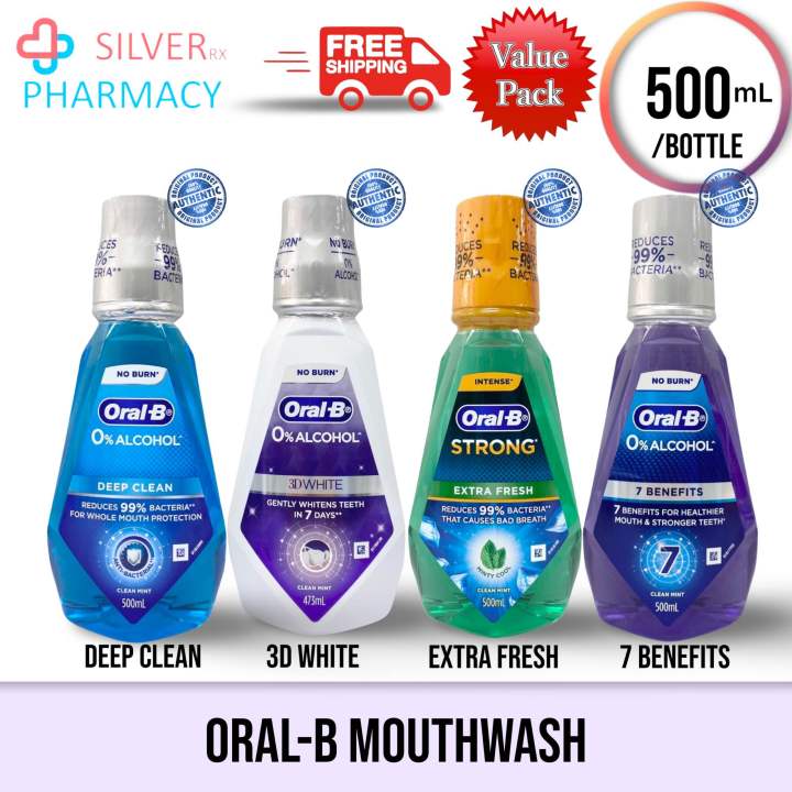 Oral-B Deep Clean / 7 Benefits / 3D White / Extra Fresh 500mL Mouthwash ...