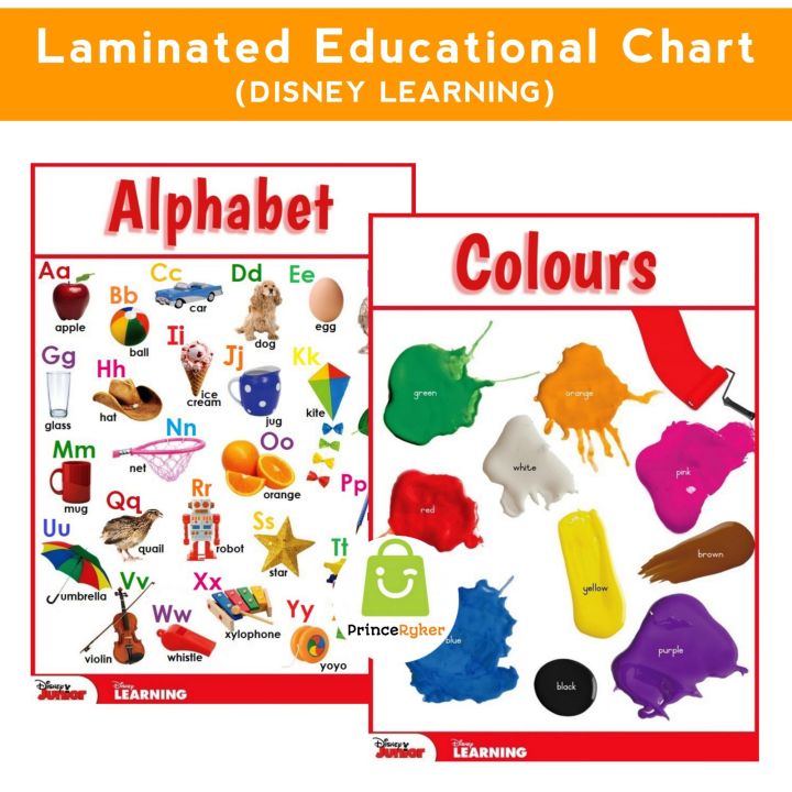 (DisneyLearning) Educational Laminated Charts | A4 Size | ABC Shapes ...