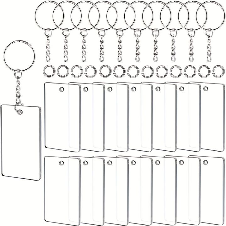 90PCS Acrylic Transparent Keychain Blanks Rectangle Song Key Chain ...