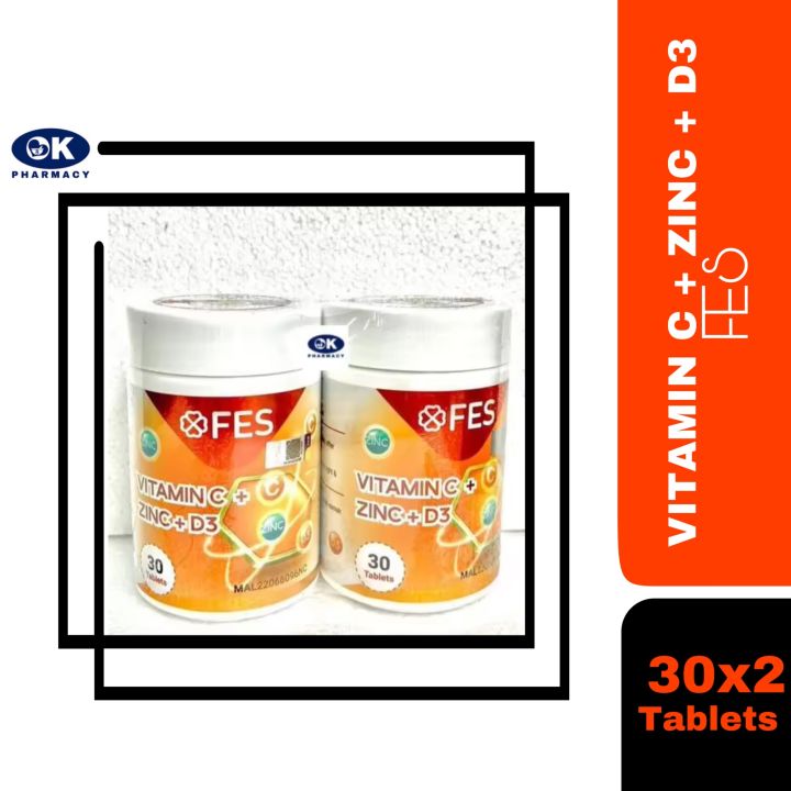 FES Vitamin C + Zinc +D3 Complex 30'S X2 (Exp: 12/2024) | Lazada