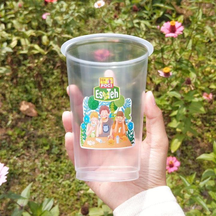 stiker cup es teh poci kartun isi 50 pcs | Lazada Indonesia