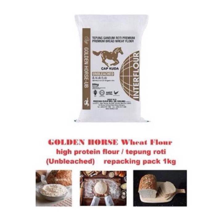 golden horse repack 1kg halal high protein flour tepung Roti bread ...