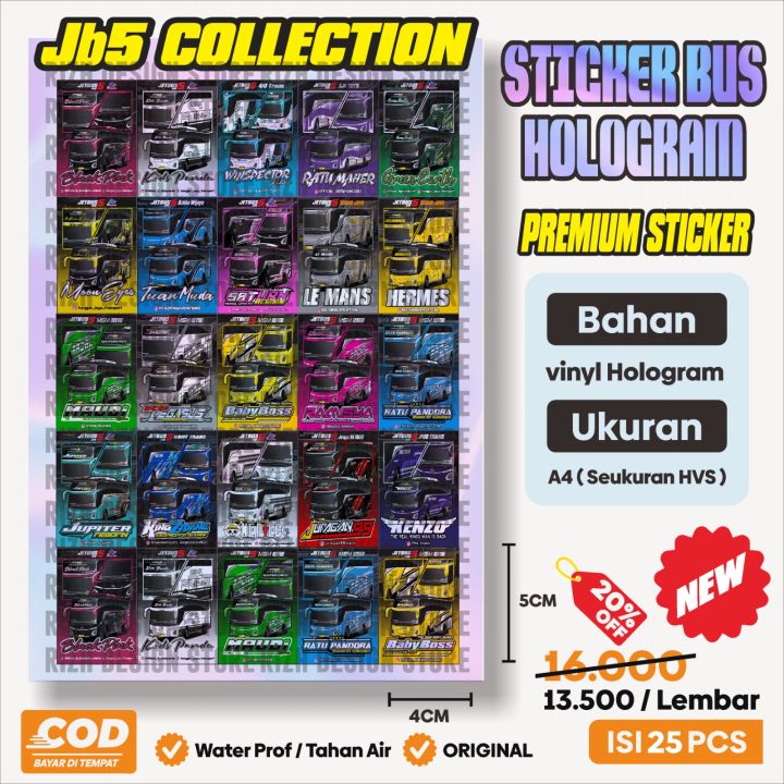 (New)(100pcs) Stiker Bus original Hologram , Stiker Bus Kids Panda ...