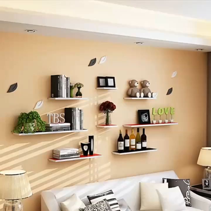 MEIANVU Combined bookshelves, floating wall-mounted storage divider ...
