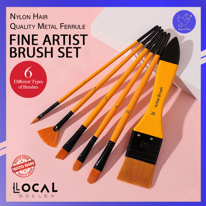 Tropical Blue Artist Brush for Watercolour Acrylic Nylon Brush 6 Types ...