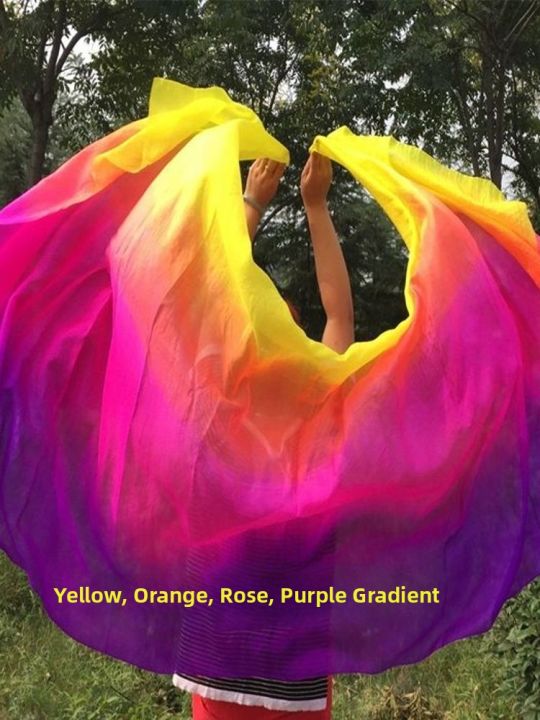 Colorful Silk Scarf Belly Dance Hand Throw Practice Performance Silk ...