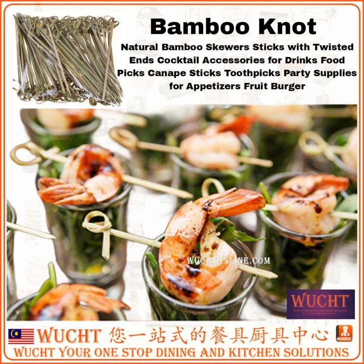 【WUCHT】 9cm x 100's Bamboo Cocktail Knotted Pick Bamboo Knot Cocktail ...