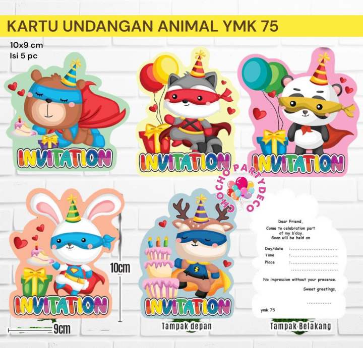 Kartu Undangan Ulang Tahun ANIMAL ZOO Isi 5 YMK 75 / Kartu Ulang Tahun ...