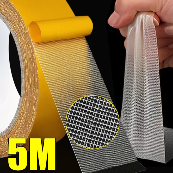 1Roll 5M Double Sided Tape High Viscosity Grid Fiber Transparent Double ...