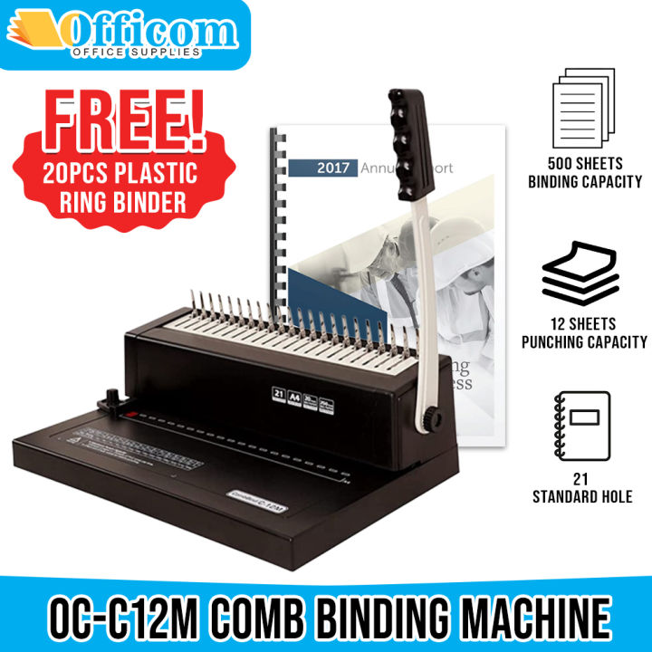 Officom Comb Binding Machine C12M A4 Size Heavy Duty Binder 500s ...