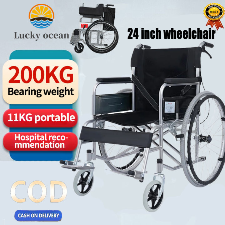 Elderly adult folding wheelchair standard portable heavy hand pushed ...