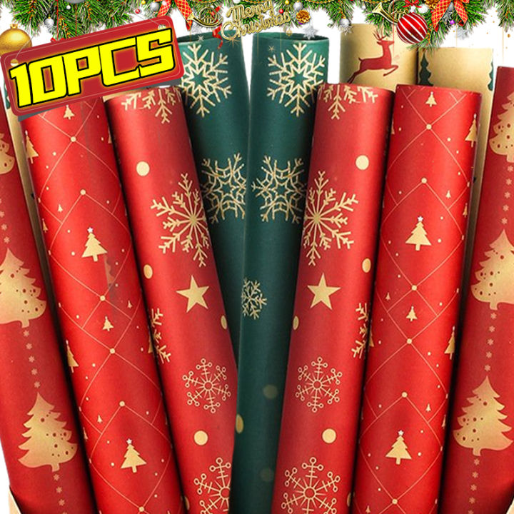5/10Sheets 75*50cm Christmas Gifts Kraft Wrapping Paper DIY Craft Paper ...