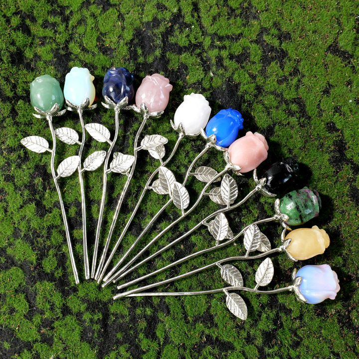 1pc Natural crystal raw stone semi precious stone rose decoration ...