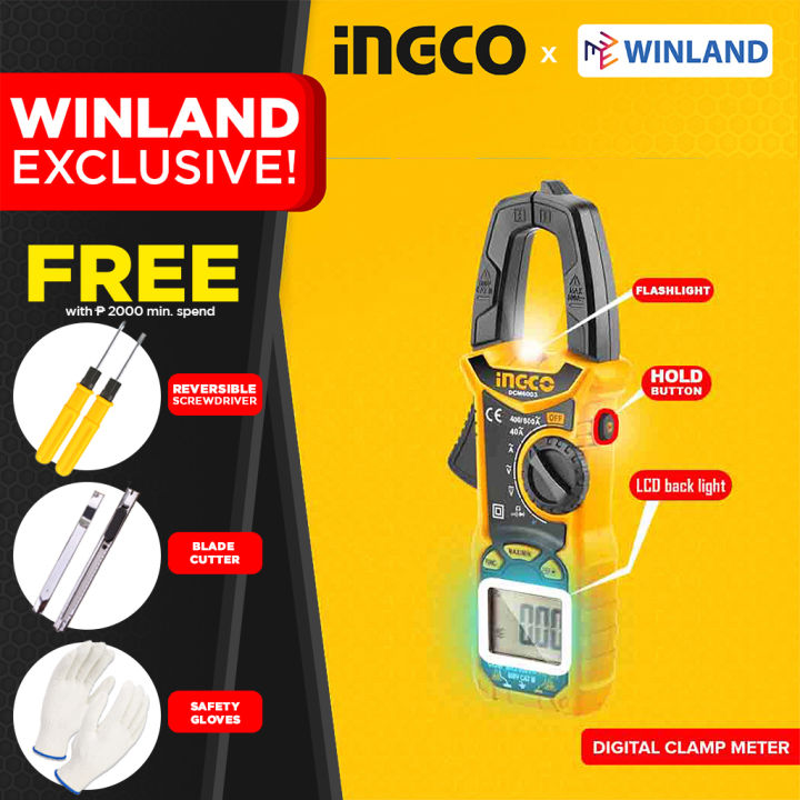 INGCO by Winland Improved TRUE RMS Digital Clamp Meter Multimeter with ...