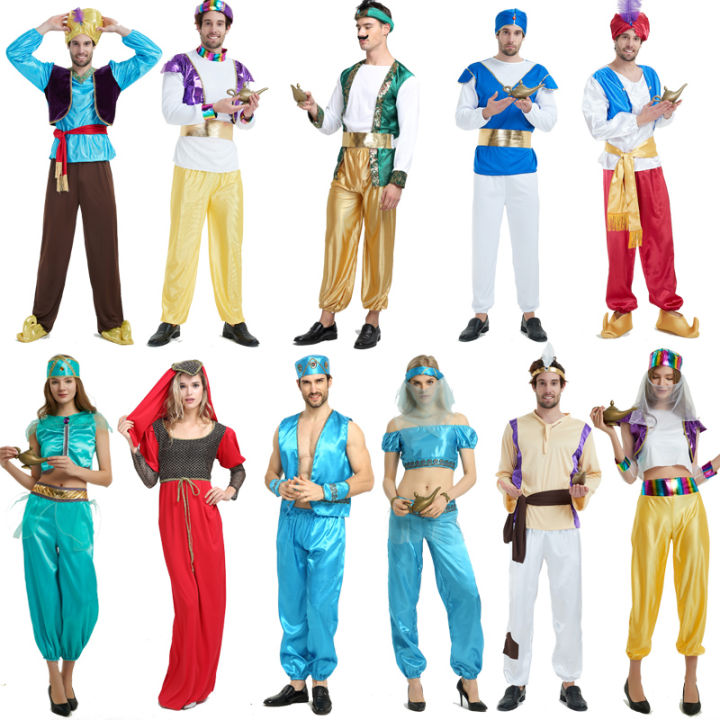Adult King Robe Halloween Costume Men's Aladdin Genie Lamp Arab Clothes ...