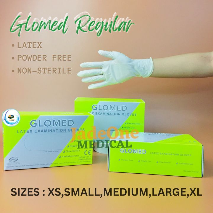 GLOMED Regular Latex Examination Gloves (Non-Sterile) | Lazada PH