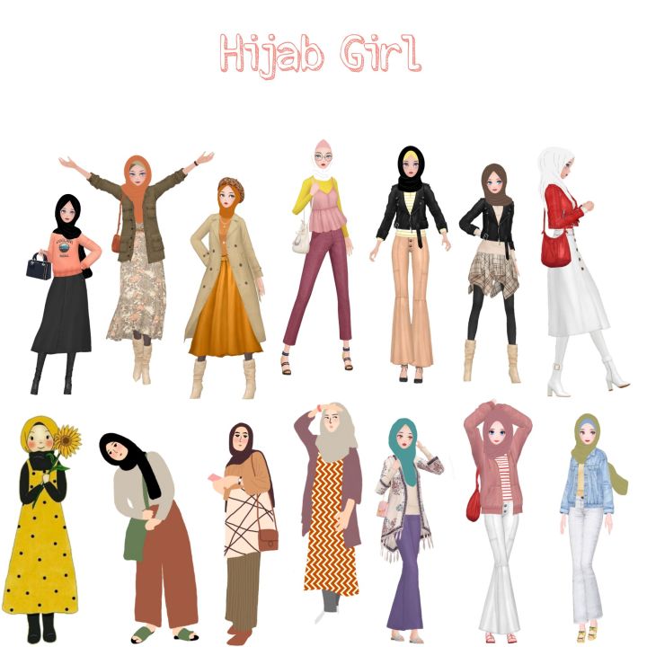 Stiker Sheet OOTD hijab Girl Modern Fashion Cool Scrapbook Journal ...