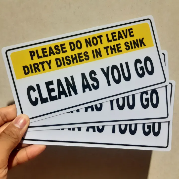 PLEASE CLEAN AS YOU GO SIGNAGE 3.5x7.5 inches PVC TYPE WATERPROOF AND ...
