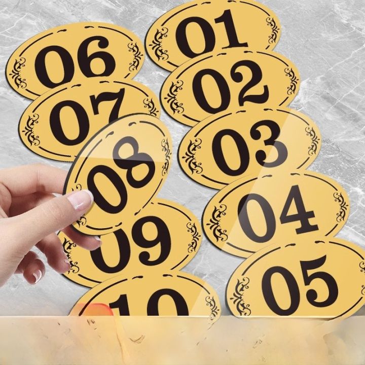 Acrylic Number Tags Table Cabinet Label Stickers Hotel Changing Storage ...