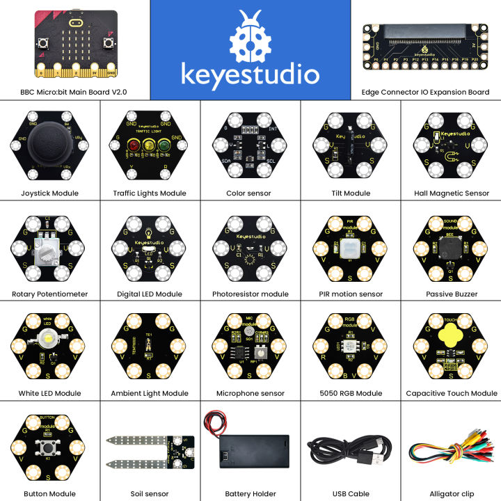 Keyestudio Wearable Programmable Ultimate Microbit V2 Kit For Microbit ...